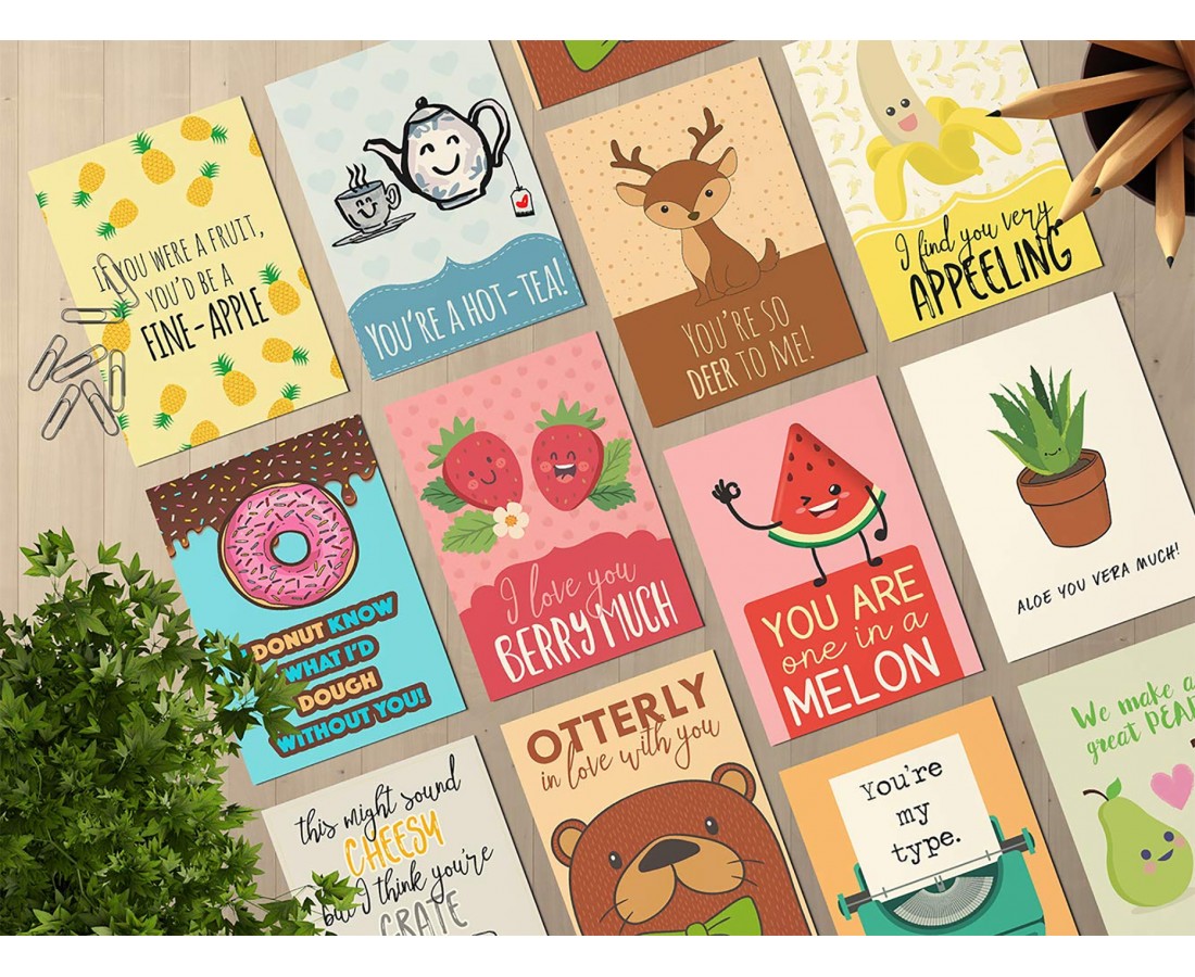 Pack of 27 Adorable Pun Cards - Cute Witty Gift for Girlfriend ...